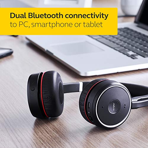 Jabra Evolve 75 UC Wireless Headset, Stereo β includes Link 370 USB Adapter β Bluetooth Headset with World-Class Speakers, Active Noise-Cancelling Microphone, All Day Battery