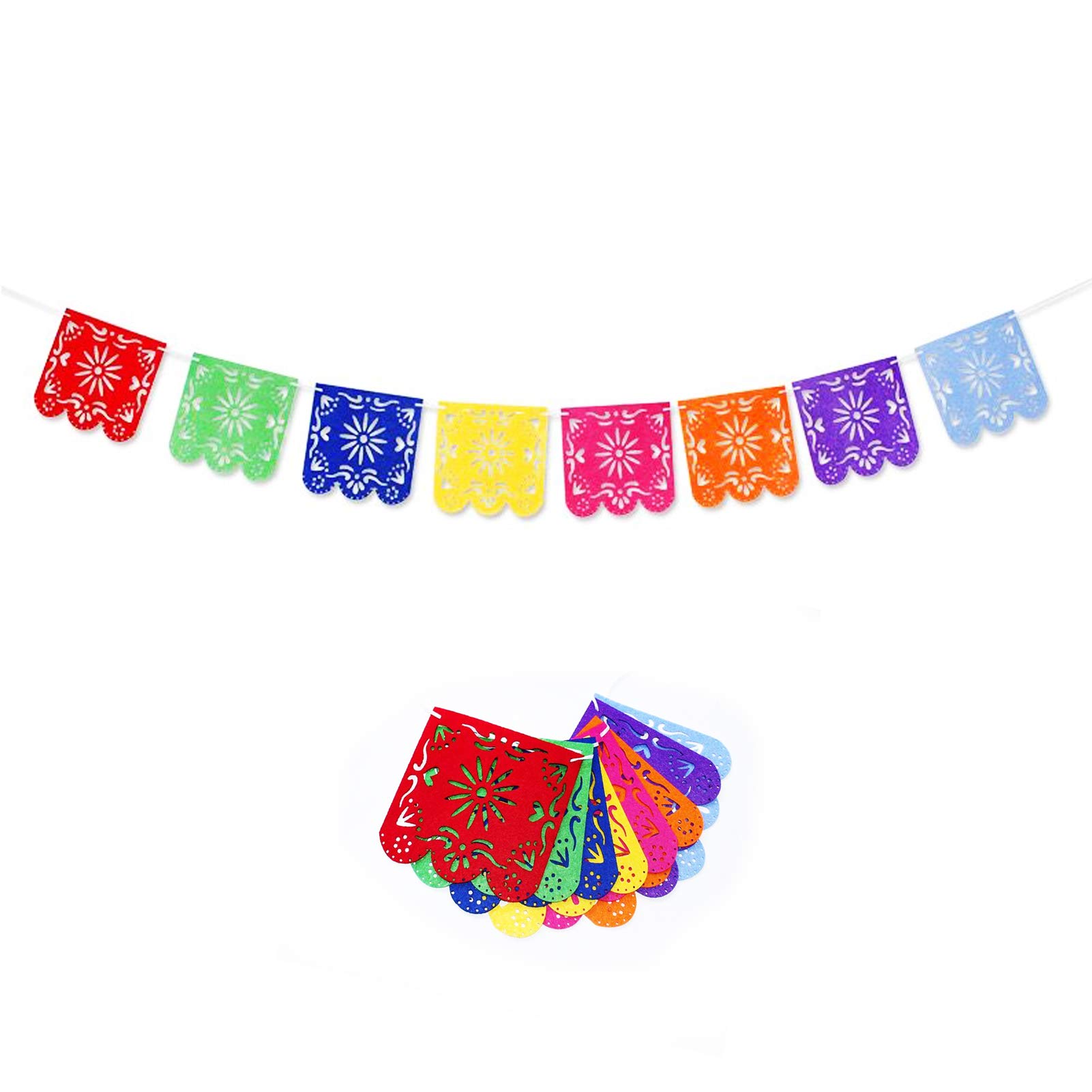 Mexican Hair Felt Picado Banner,Mexican Party Fiesta Hair Felt Banners,Dia De Los Muertos Decorations Party Supplies (Mexican Banner Felt)