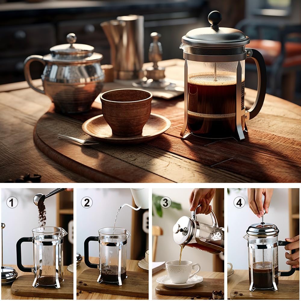 Rukinovi 6 Pieces 4 Inch French Press Filter for 1000 Ml,34 Oz,8 Cup French Press Coffee Maker.Stainless Steel Replacement Parts for French Press Coffee Maker (6)