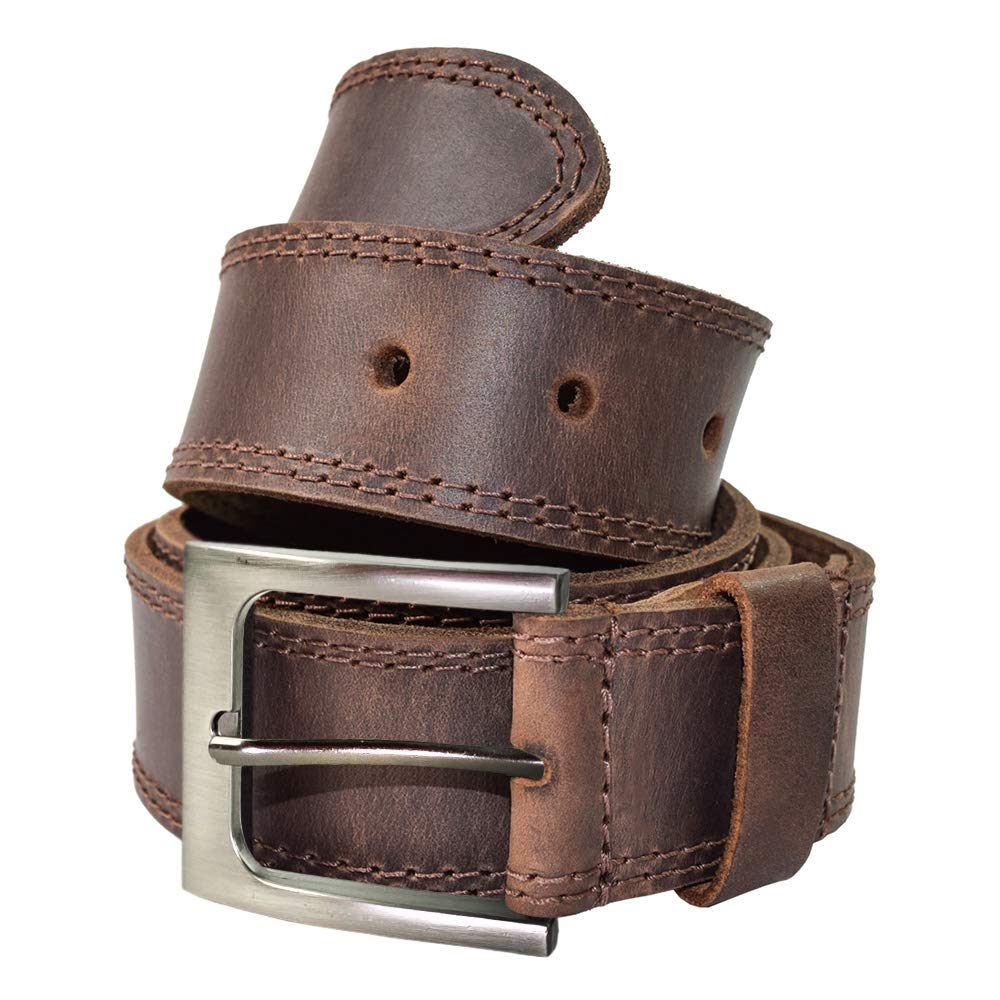 Hide & Drink, Men's Two Row Stitch Leather Belt Handmade :: Bourbon Brown (Size 34)