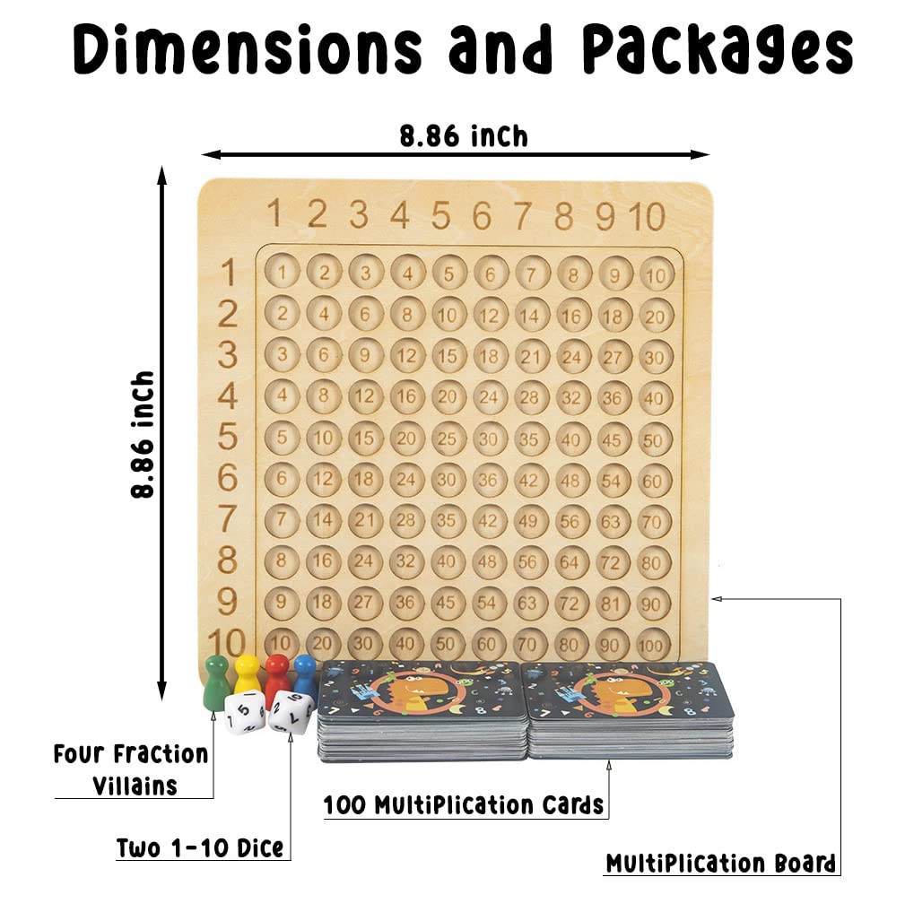 PETBSNVB Multiplication Game, Math Multiplication Board Montessori Game, Educational Multiplication Board Game Math Blocks Boards (Wooden Multiplication)