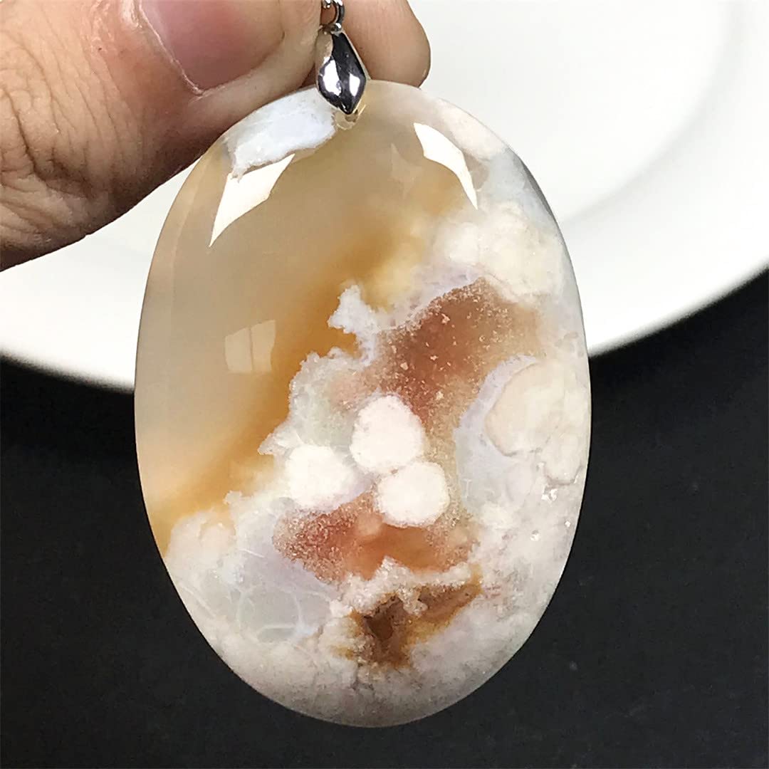 Natural Cherry Agate Pendant Jewelry For Women Men 50x35x11mm Beads Crystal Stone Sliver Gemstone AAAAA