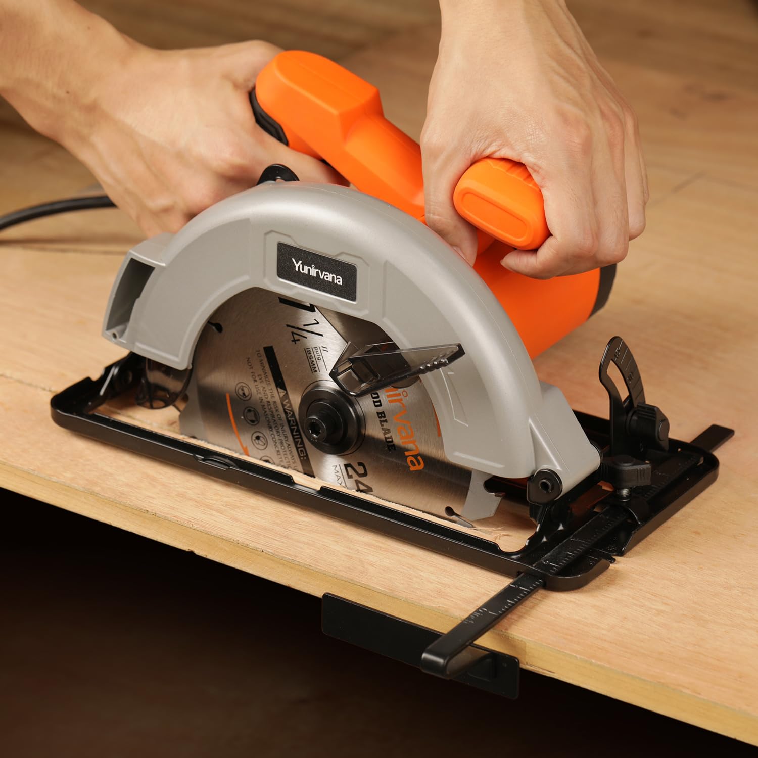Yunirvana 11 Amp Corded Circular Saw with Circular Saw Blade, 6000RPM, Adjustable Cutting Depth, 7-1/4 Inch Blade, Ideal for Wood and Plastic Cuts, Professional Carpentry Tool for Precision Cutting