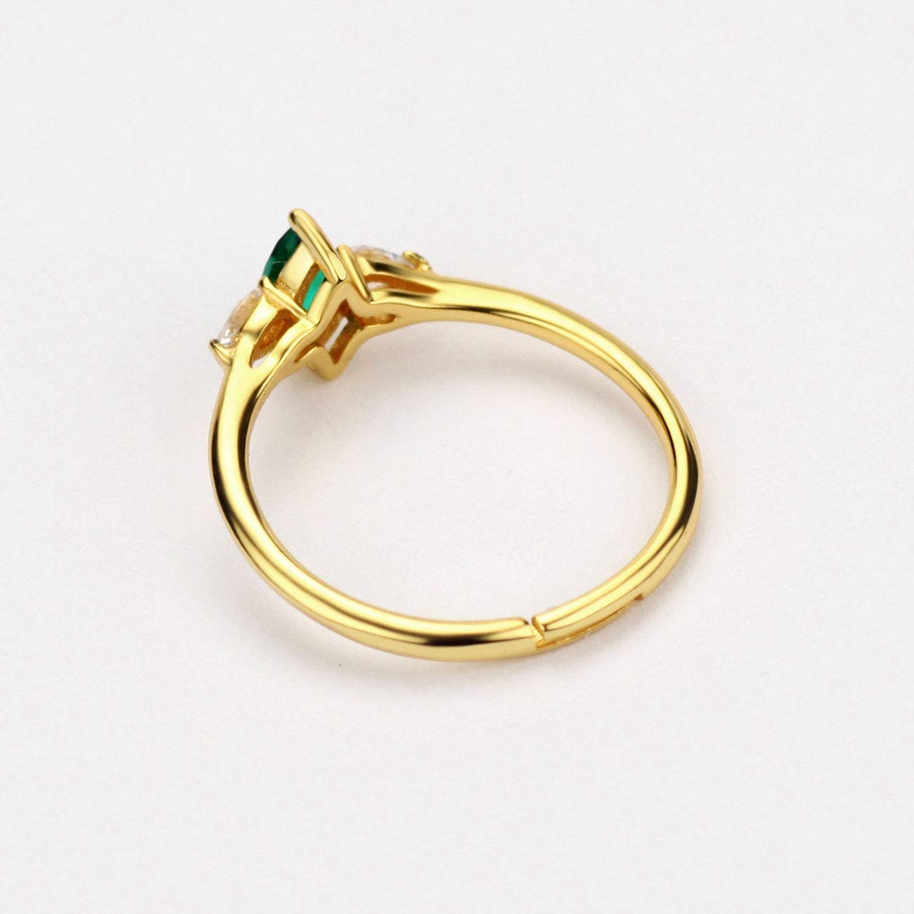 Michooyel 18K Gold Plated Dainty Emerald Rings Marquise Cut Diamond Sterling Silver Rings Cute Rings For Women