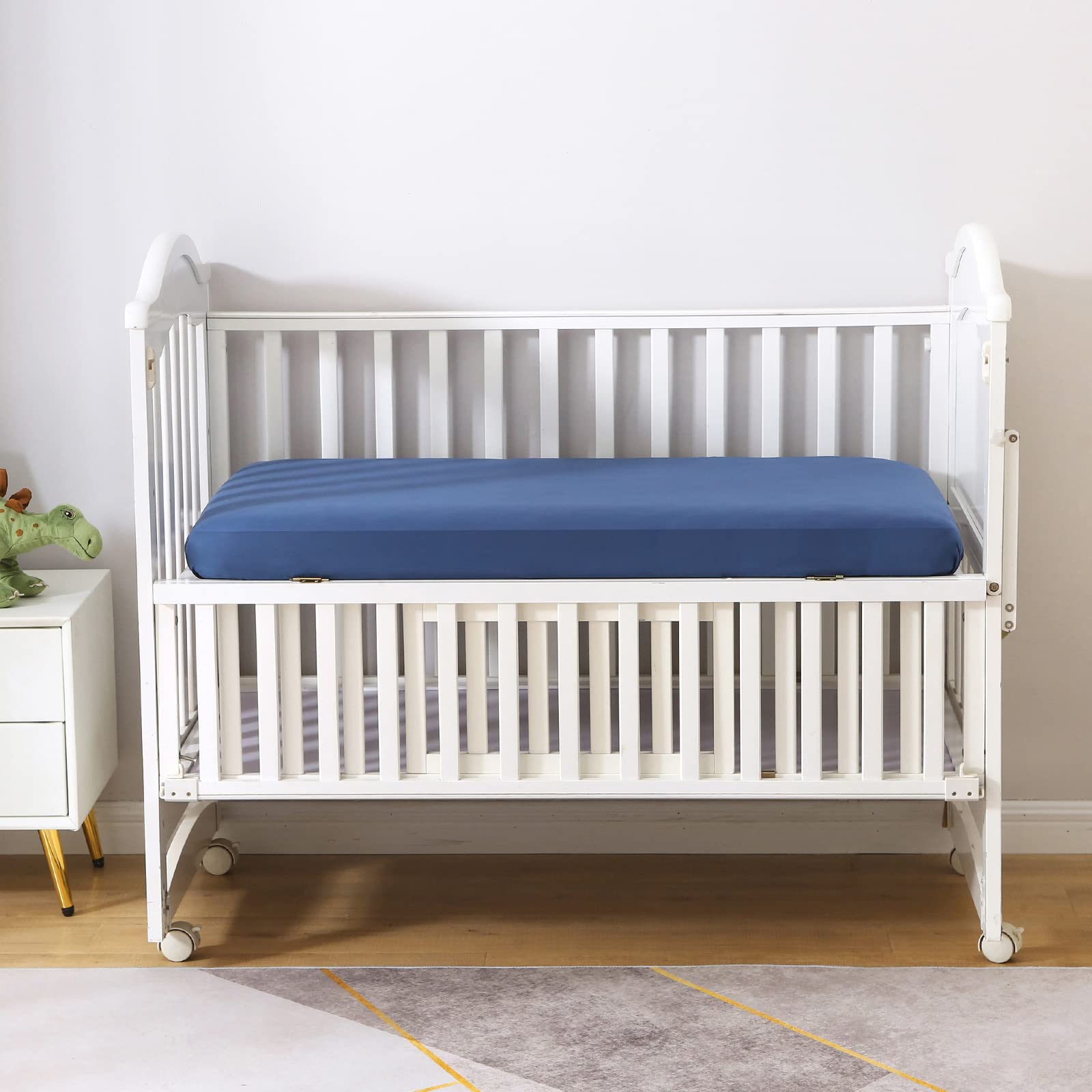 POSENPRO 2 Pack Microfiber Fitted Minky Crib Sheets for Baby Boys Girls, Solid Color Toddler Bed Sheets for Standard Crib and Toddler Mattresses with Dotted Backing, 28"x52"x8", Grey & White