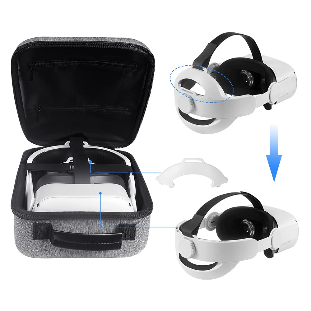 Liphontcta Adjustable Head Strap and Silicone Face Cover Compatible for Oculus Quest 2 VR Headset Elite Strap Replacement Silicone Cover for Enhanced Support and Comfort in VR Gaming