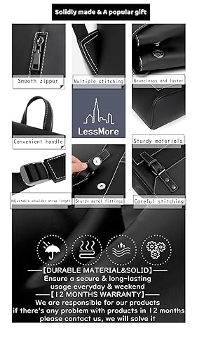 LessMore Backpack Men's PU Leather Business Backpack Travel Backpack Daypack 16” Laptop Backpack, Large Capacity and Multifunctional Rucksack for Men and Women, Black