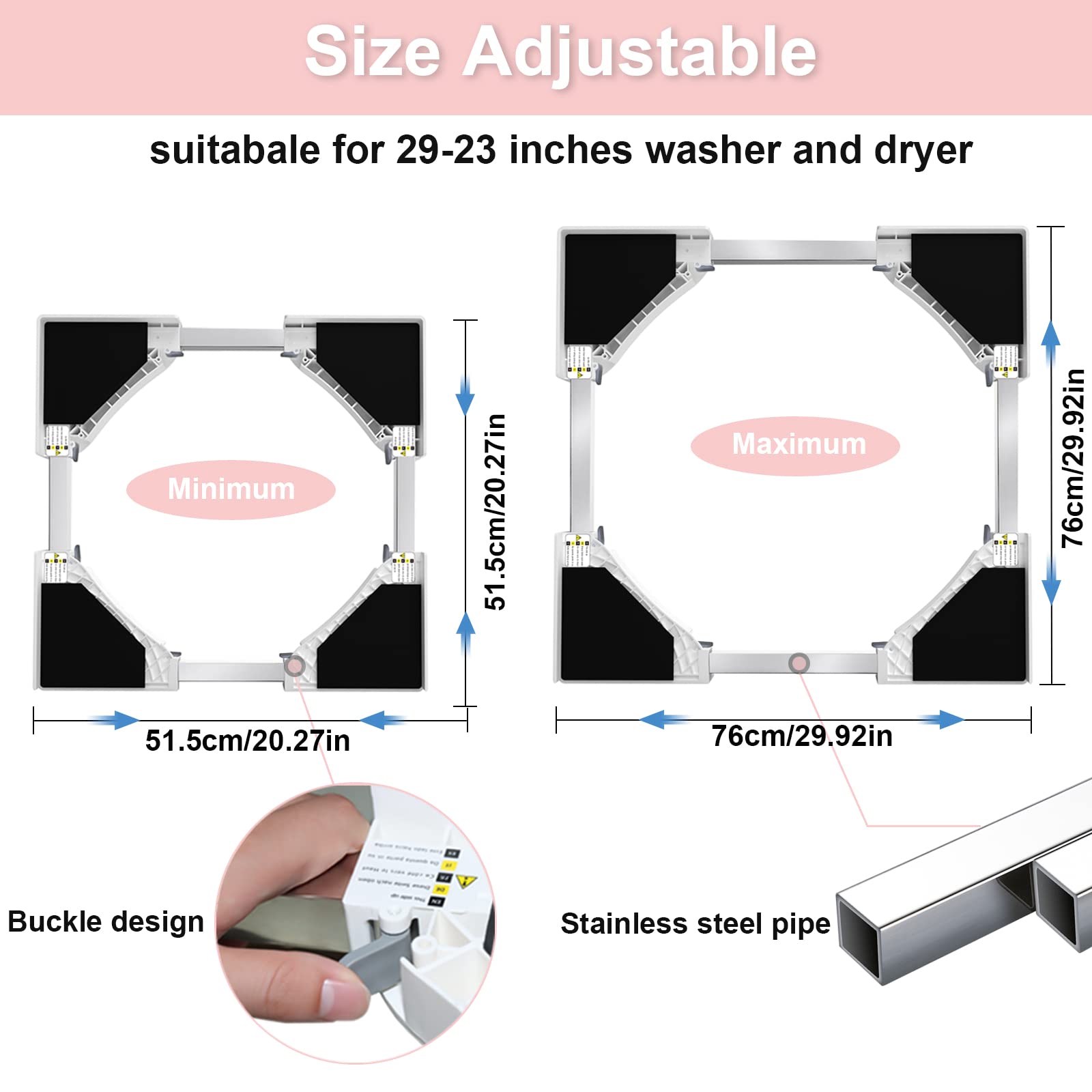 Kiss Core Universal Stacking Kit for Washer Dryer and 29" Laundry Pedestal with Drawer, Made up to 29" Wide and 13" Height