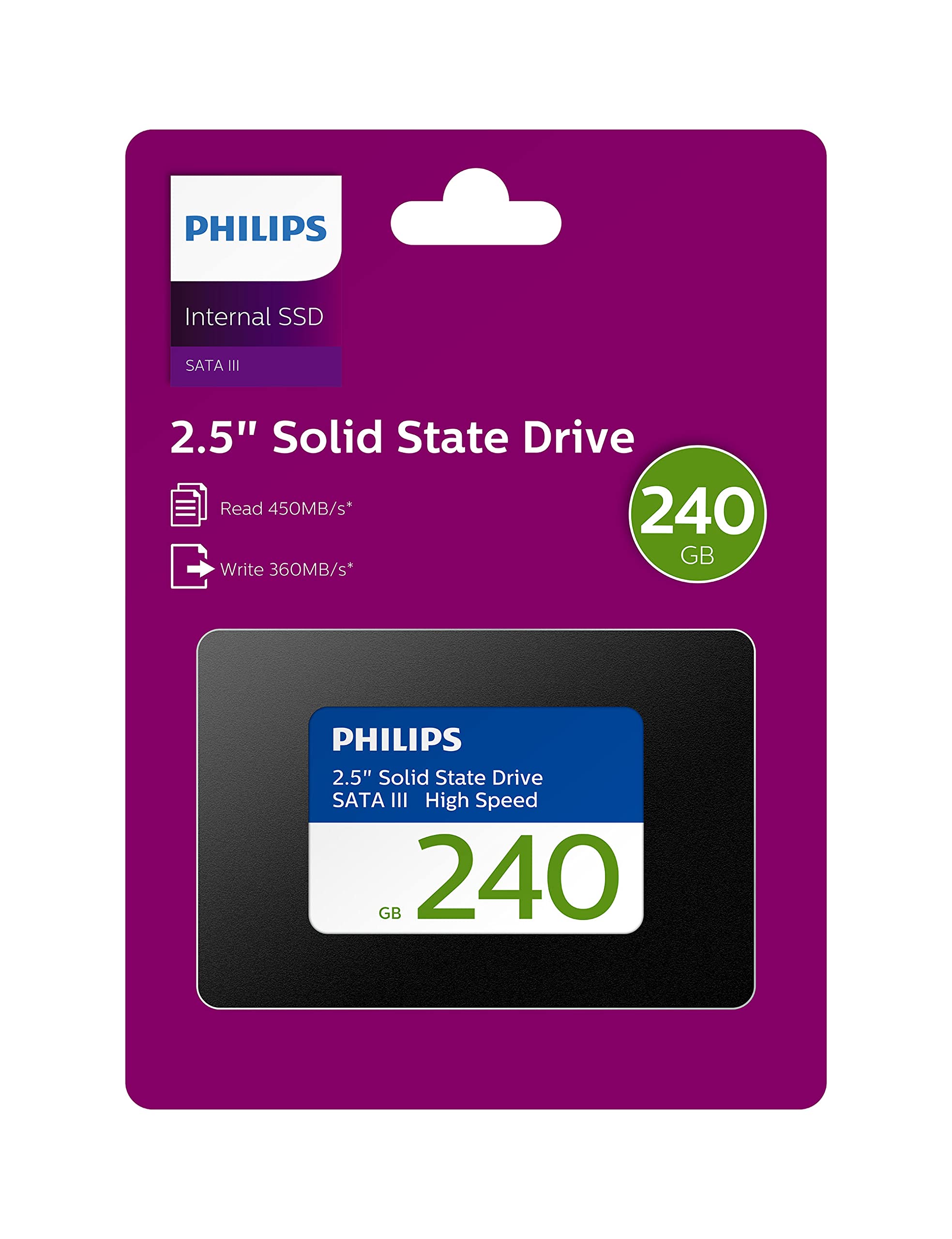PHILIPS 240GB 2.5β SATA III Internal SSD, Solid State Drive, Up to 550MB/s Read