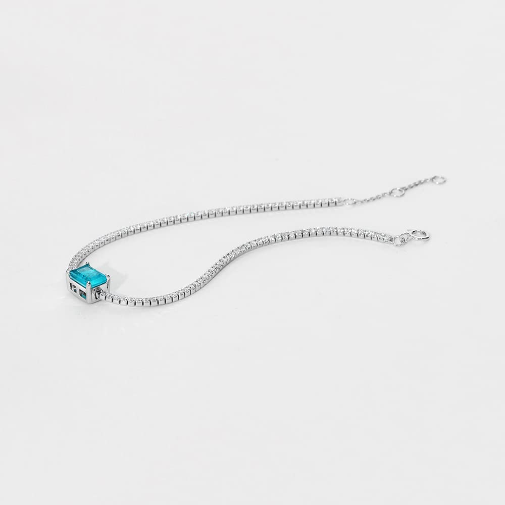 Michooyel S925 Paraiba Bracelet Cubic Zirconia Sterling Silver Charm Link Bracelet for Women