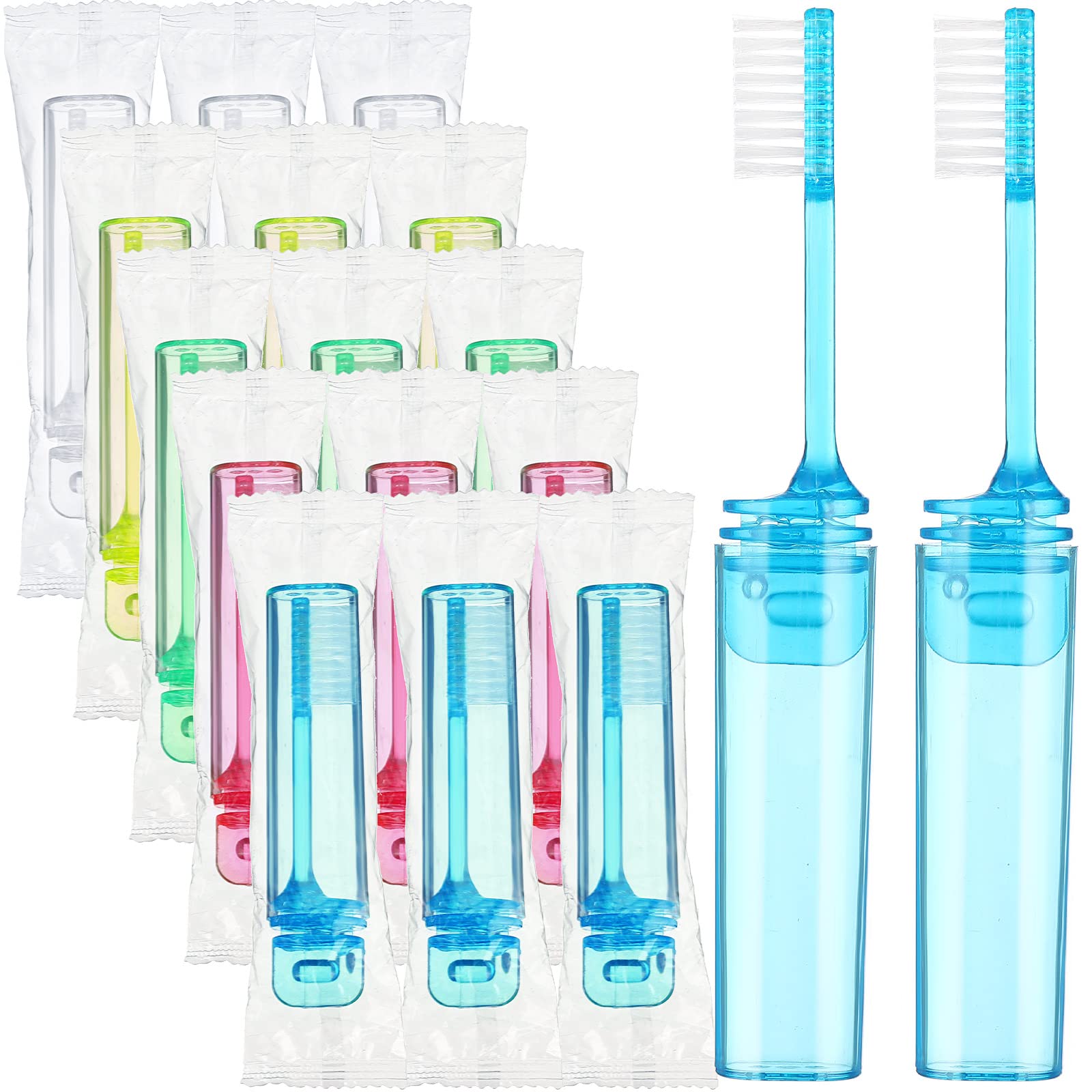 Potchen 150 Pcs Travel Toothbrush Bulk Folding with Case Portable Individually Wrapped Size for Travel, Camping, Hiking, School, Home, Business Trip, Hotels