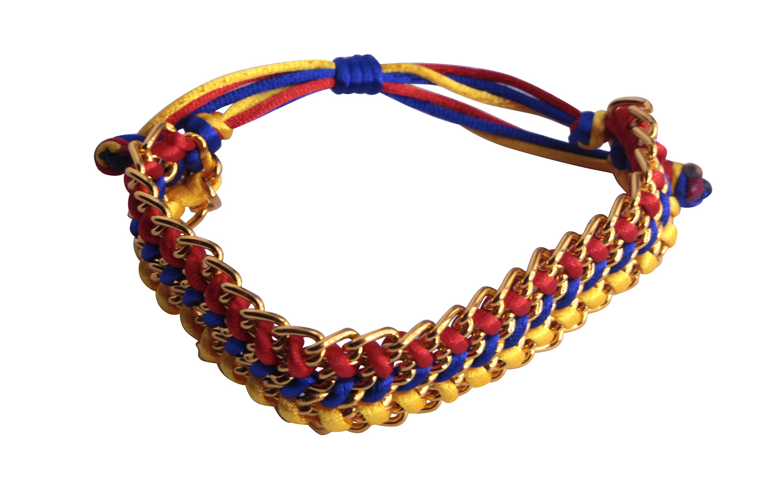 OmamoriCharms Handmade Bracelet from Medellin - Colombia Flag Colors - Italian Thread and Aluminum - Adjustable