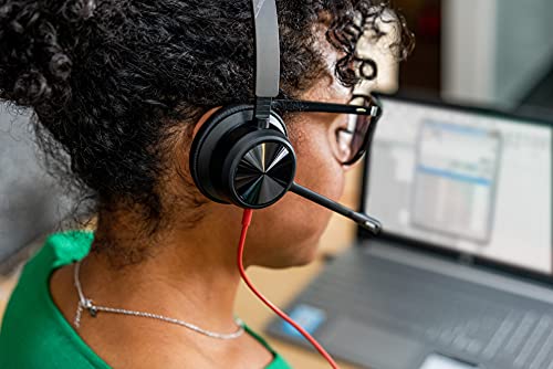 Poly - Blackwire 8225 Wired Headset with Boom Mic (Plantronics) - Dual-Ear (Stereo) Computer Headset - USB-A to Connect to your PC/Mac - Active Noise Canceling-Works with Teams (Certified), Zoom &more