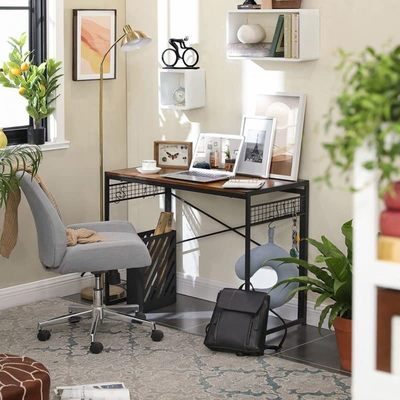 JIMEOG 39" Folding Computer Desk Writing Desk with 8 Hooks for Home Office Laptop