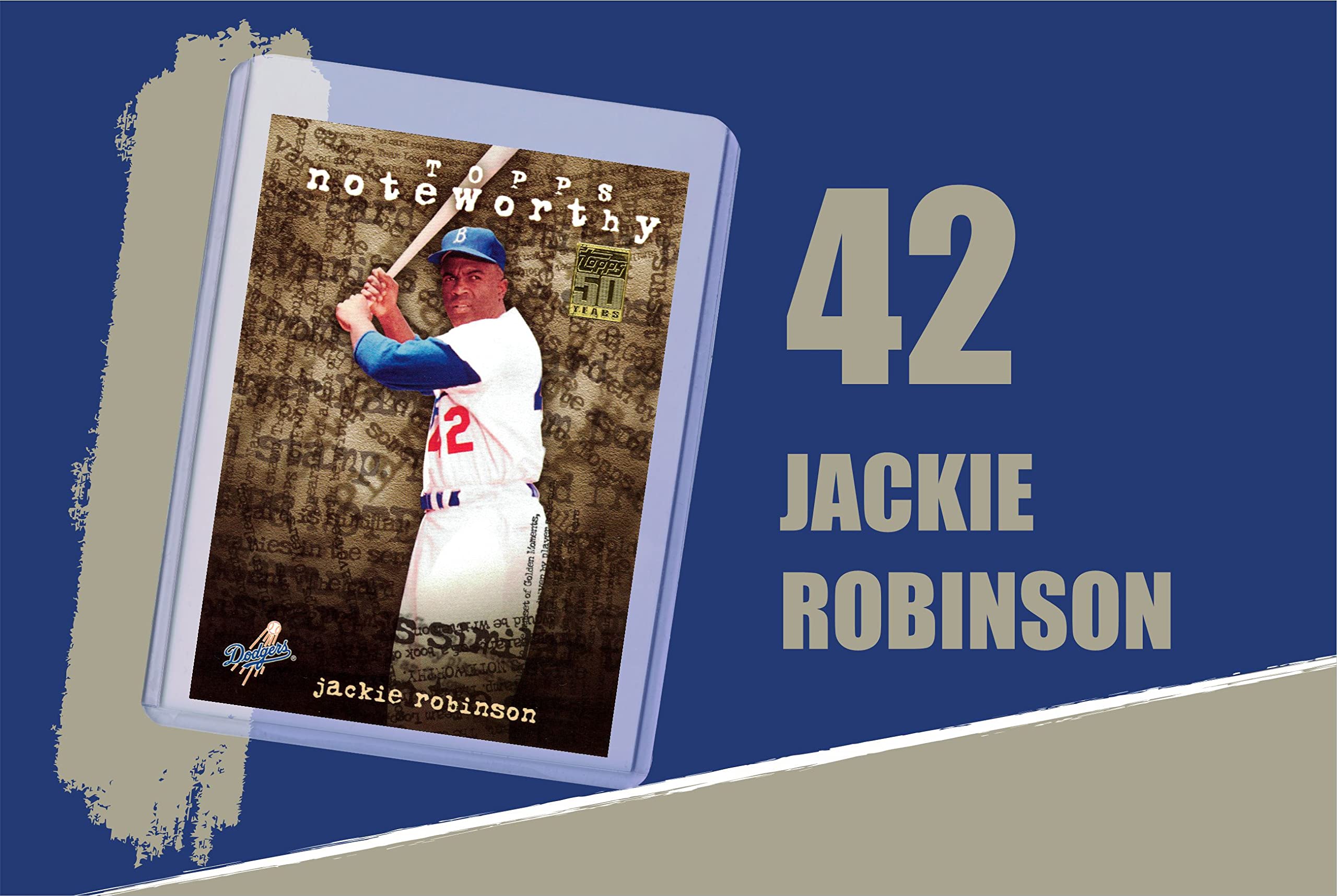 Jackie Robinson Baseball Cards (5) Assorted Brooklyn Dodgers Trading Card and Wristbands Gift Bundle