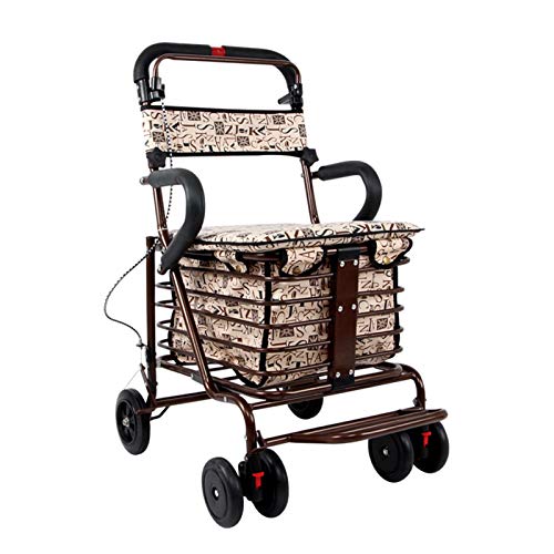 Rollator Walker Seniors and Adults Rolling Walker Foldable Mobility Walking Aid,Four-with Seat Walking Frame for The Elderly Shopping Pedal