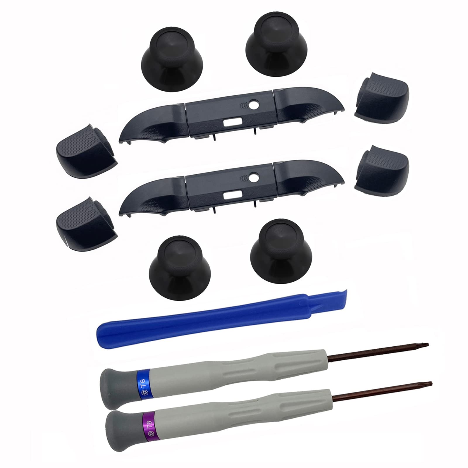 Onyehn 2 Sets LB RB Bumpers Shoulder Trigger Buttons and Top Middle Bracket Replacement w/Screwdriver Tool for Xbox Series S & for Xbox Series X Controller (Black)