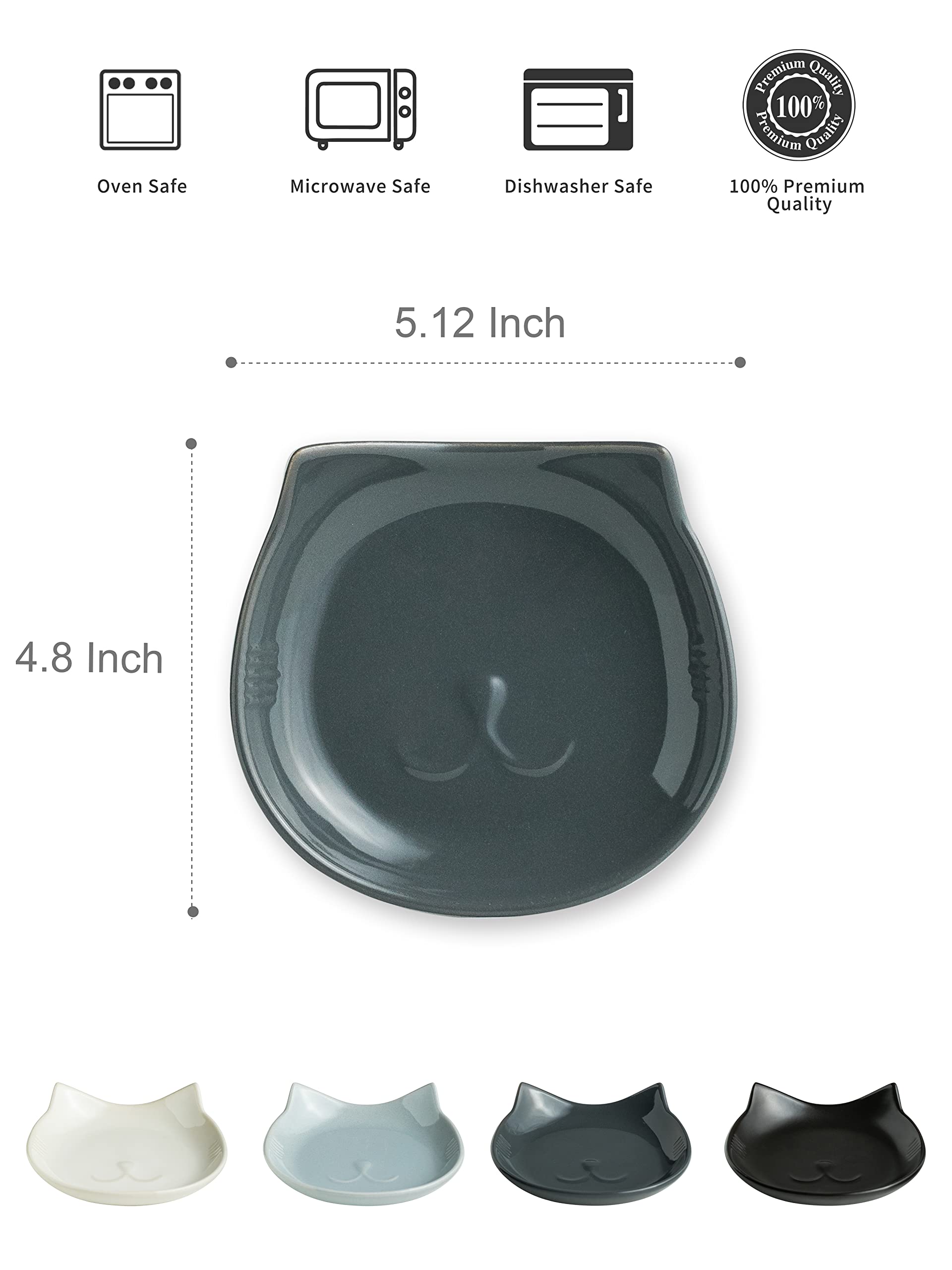 Miamolo Ceramic Spoon Rest for Stove Top, Cat Cooking Spoon Holder for Kitchen Counter, Cute Spoon Rest Utensil Rest for Spatula Spoons Ladles, Dark Gray