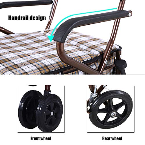 Rollators Walkers Lightweight Iron Pipe Folding Four Wheel Rollator Walker Height Adjustable with Padded Seat Carry Basket and Locakble Brakes Bearing Weight: 100kg/220lbs