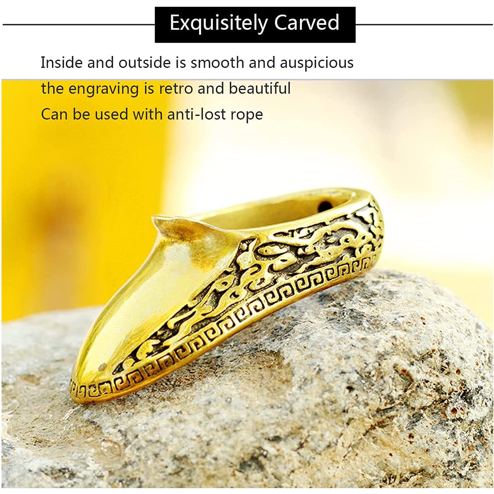 ocairnry Archery Brass Finger Protector Thumb Ring Handmade Thumb Protector Ring Traditional Finger Tab for Archery Thumb Release (20mm)