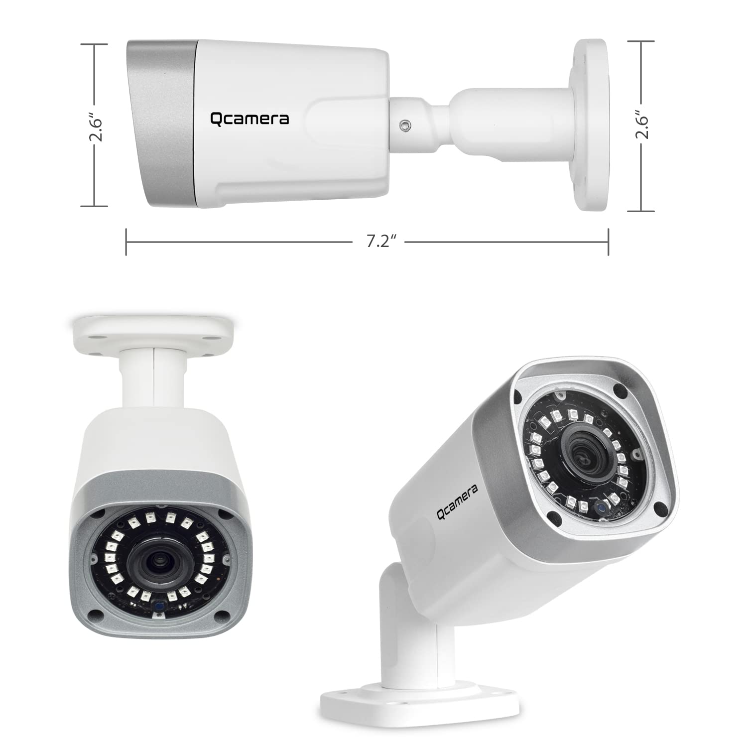 Q-camera 5MP Bullet 4-in-1 TVI/CVI/AHD/CVBS Analog Security Camera 1/2.5" Sensor 3.6mm Lens IR Cut 60ft 18Leds IR Night Vision Outdoor Indoor CCTV Surveillance Waterproof Camera