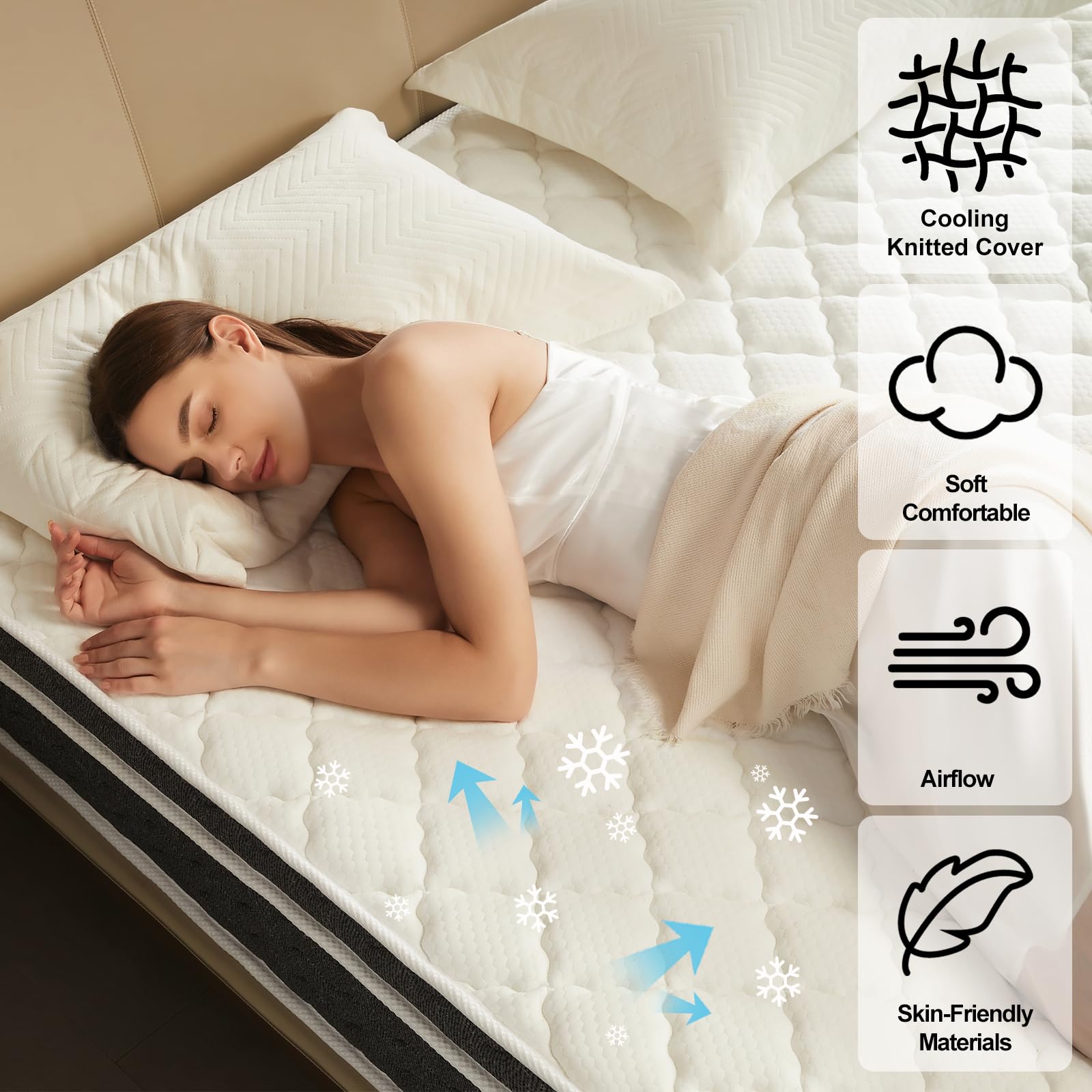 Queen Size Mattresses 14 Inch Hybrid Mattress in a Box with Memory Foam - Individually Wrapped Pocket Coils Spring, Edge Support Pressure Relief, CertiPUR-US Certified(Medium Firm) 14 Inch Queen