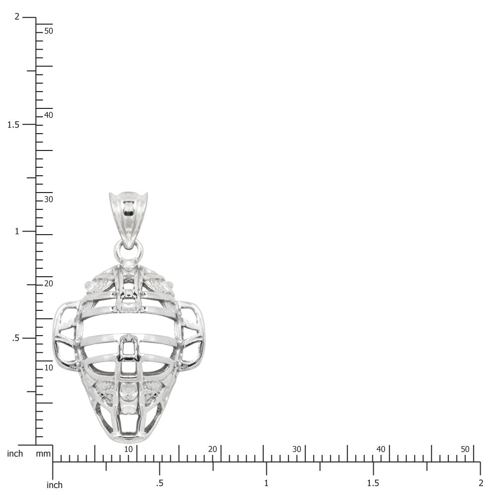 Honolulu Jewelry Company Sterling Silver Baseball Catcher Mask Sports Necklace Pendant with 18" Box Chain