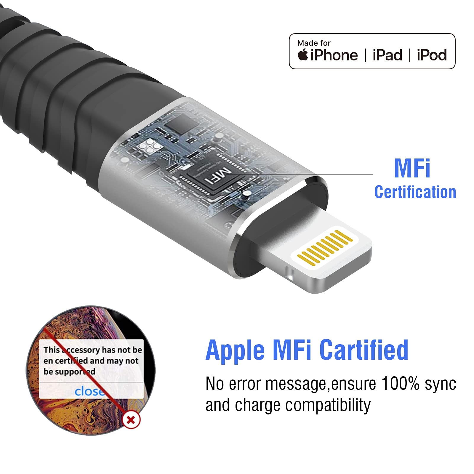 Oliomp Lightning Cable iPhone Charger MFi Certified 3ft Long iPhone Charger Cord, Apple Chargers for iPhone 13 12 Pro Max 11 Pro Xr Xs Max XR 8 Plus iPad Pro Mini More