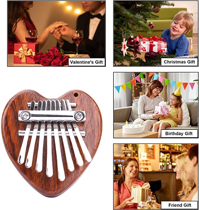 Mini Kalimba Thumb Piano - Musical Instruments, 8 Keys Finger Piano With Lanyard,Study Instruction,Portable Marimba Hand Piano Gifts for Kids Adults Beginners