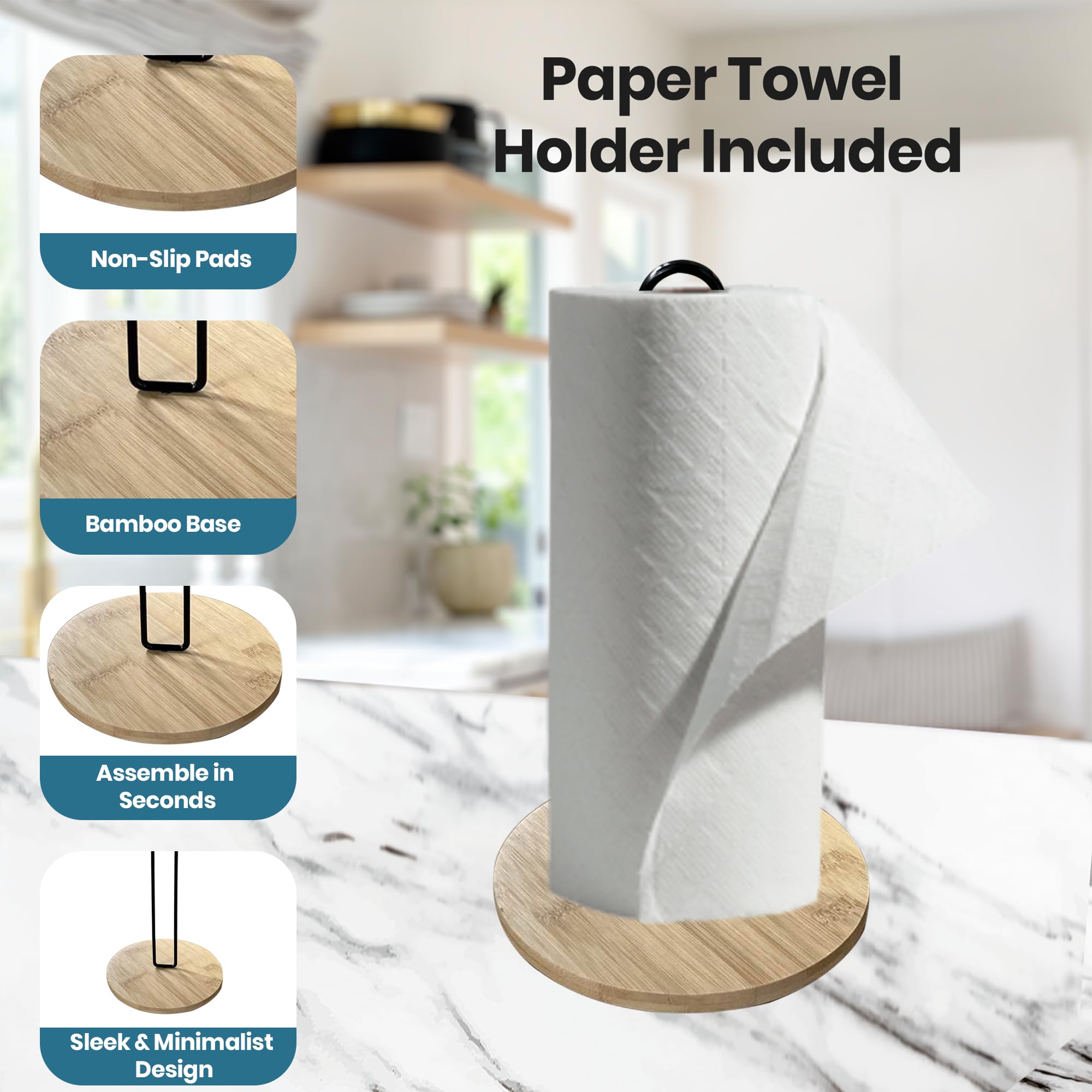 Queen Yasine 2-Tier Adjustable Bathroom Countertop Organizer with toilet paper holder β Quick Assembly, Solid Bamboo Wood Vanity Trays, Standing Cosmetic Storage Shelf for Bathroom, Bedroom or Kitchen