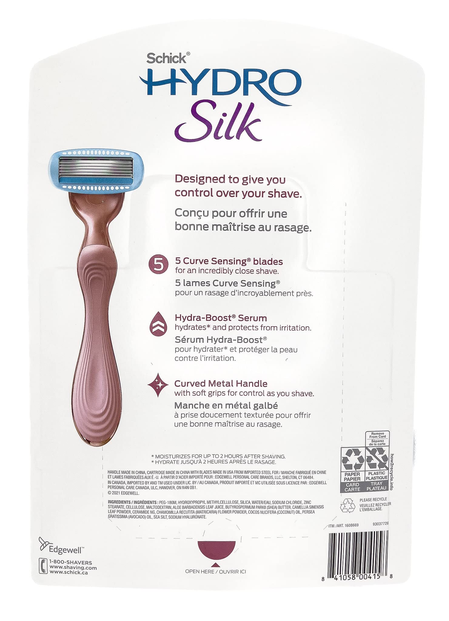 Schick Hydro Silk Moisturizing Razor for women, with premium Rose Gold Metal handle and 9 Cartridge Refills