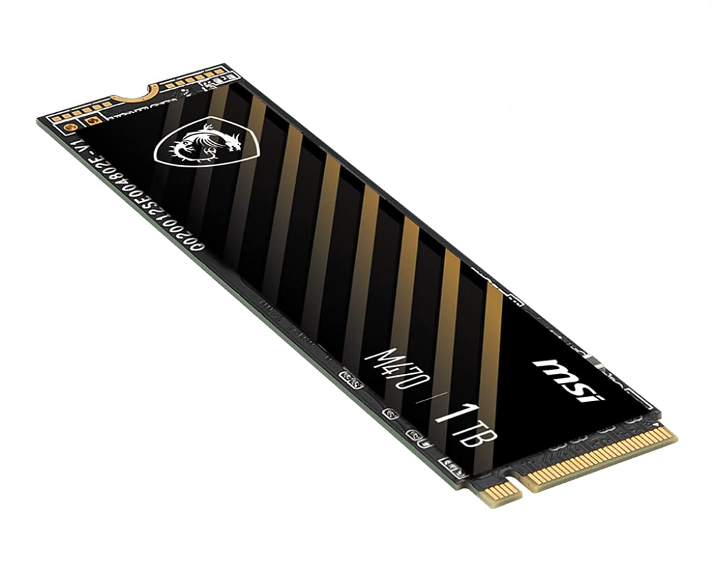 MSI M470 M.2 2280 1TB PCI-Express 4.0 x4 NVMe 1.3 3D NAND Internal Solid State Drive, Bundle with MT Heatsink Cooler 2280 M.2 SSD Double-Sided Heat Sink with Silicone Thermal Pad for PS5/PC - Red