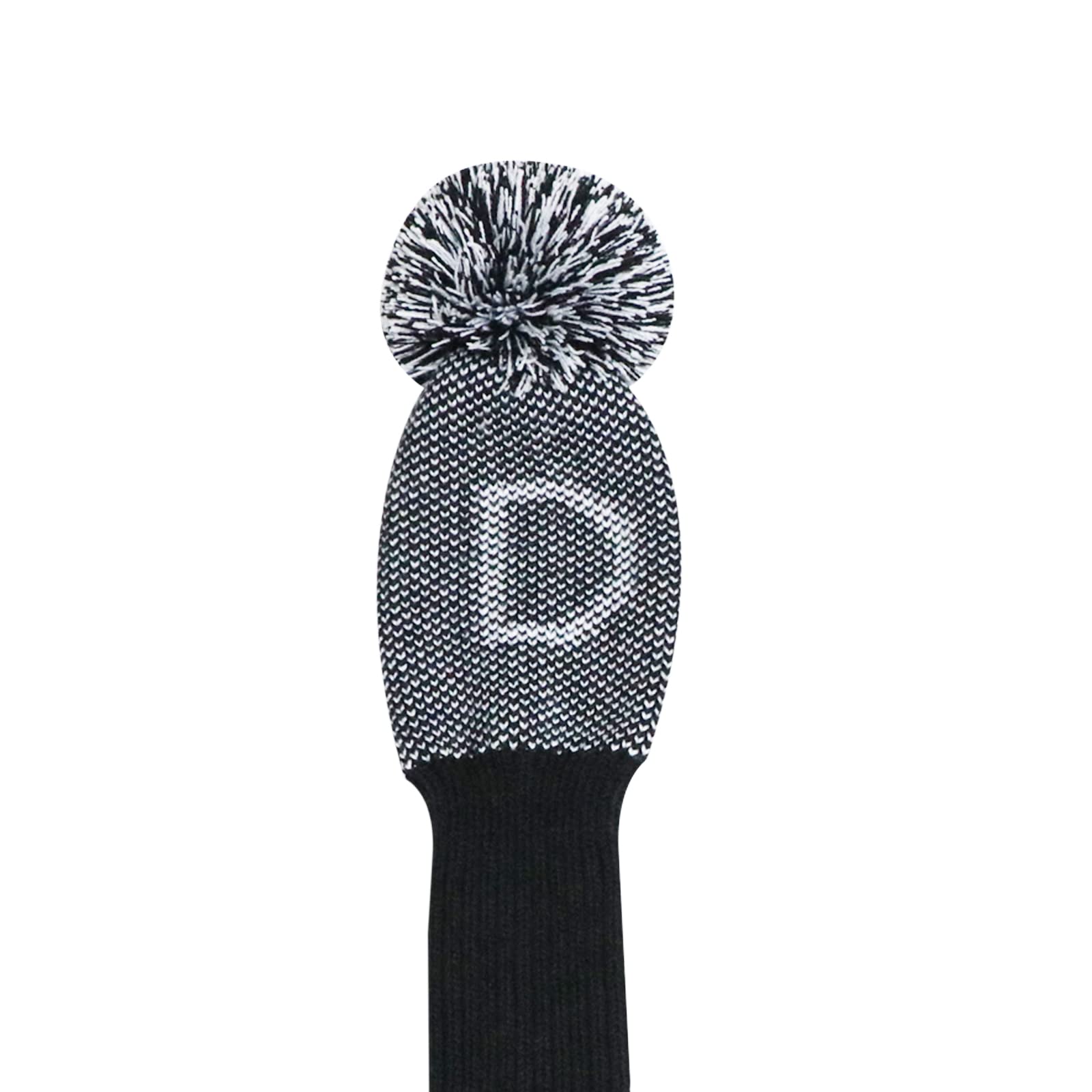 LeFeng 3Pcs Golf Club Head Covers Set Knitted Golf Head Covers for 460cc Driver Fairway Woods and Hybrid with Cute Pom Pom and Number Tag(White Dot Letter)