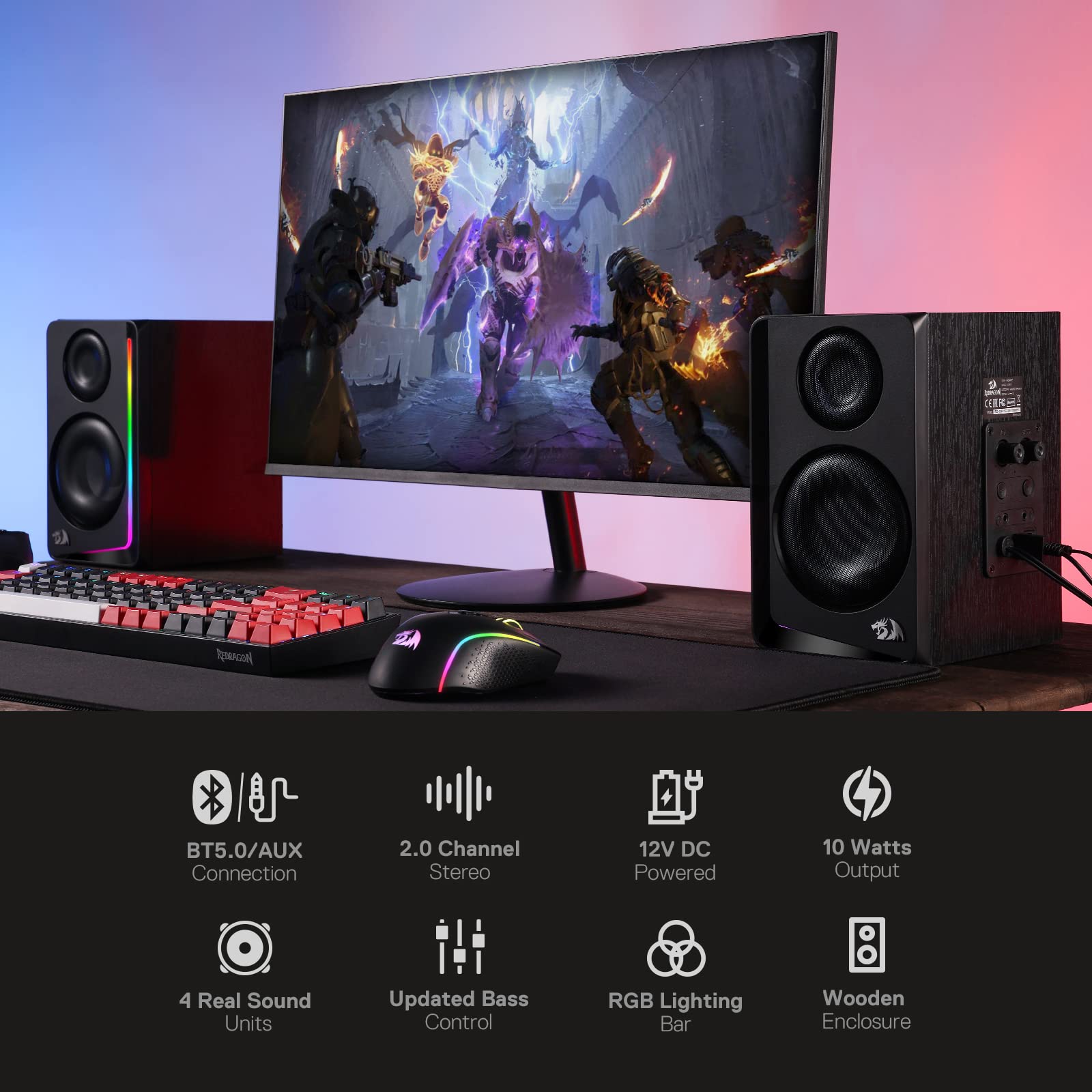 Redragon K618 Gaming Keyboard & GS812 Wireless Speakers Bundle
