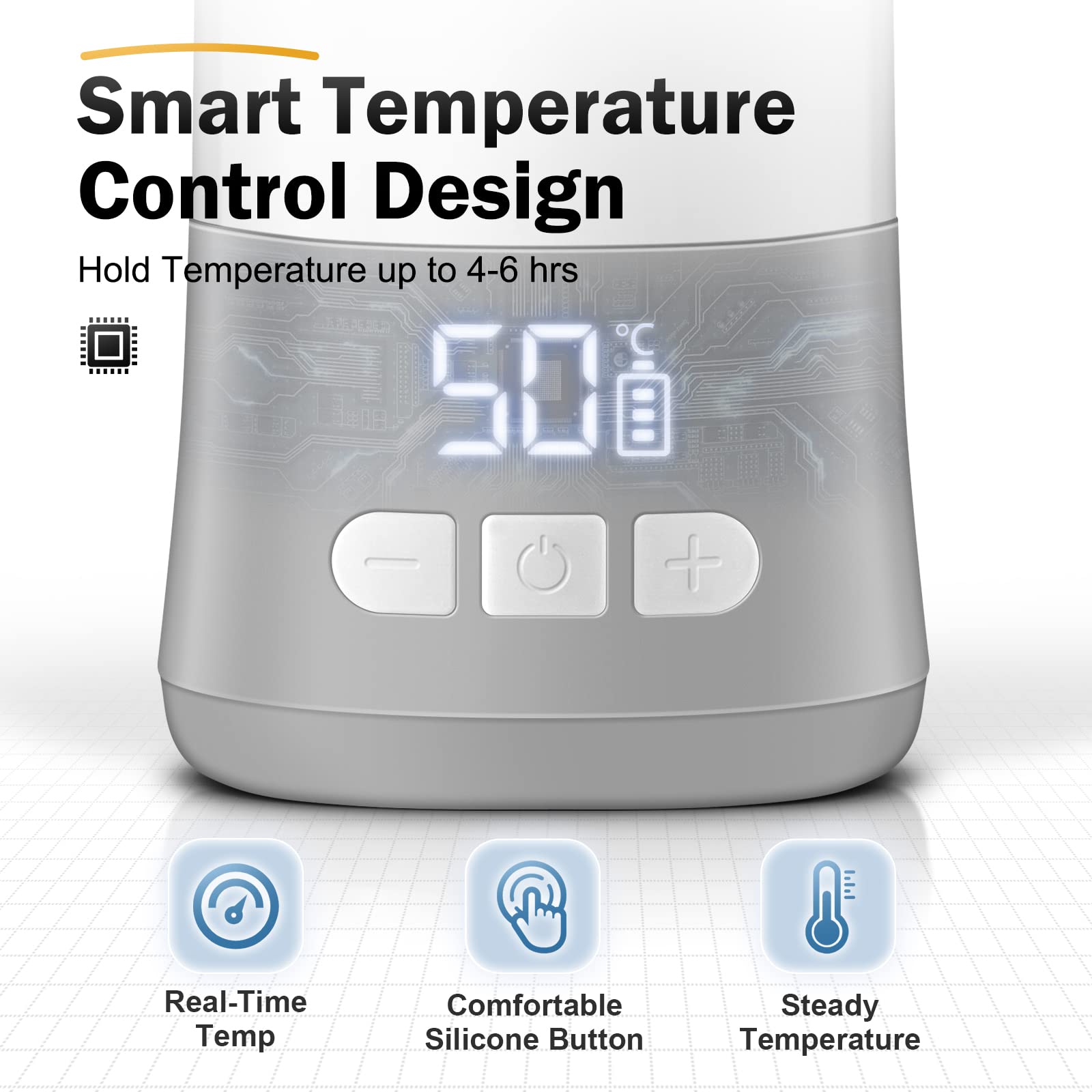 Portable Water Warmer, ALVOD Bottle Warmer for Baby Formula, Milk, Breastmilk, 10.8 Ounce Travel Water Warmer Rechargeable with Precise Temp Control LCD Display, Keep Warm & Leak-Resistant for Outdoor