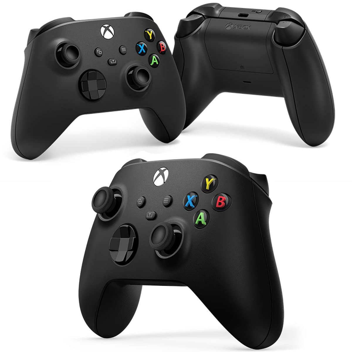 Microsoft Xbox Controller (Carbon Black) for Series X, Series S, Xbox One, Windows 10, Android & Ios, Bundled with Xbox Controller Skin Voucher & PremGear Cleaning Cloth