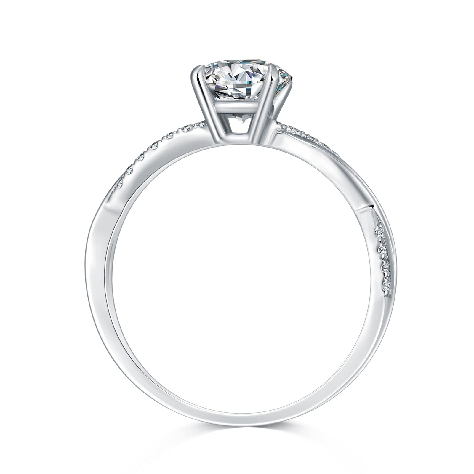 Molioaki 1.16 Carat (ctw) moissanite engagement rings for women Platinum Plated Silver ring moissanite rings-7size