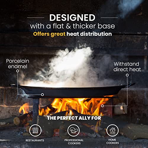Machika Enamel Paella Pan | Paella Pan | Skillet for Paella and Rice Recipes | Perfect for Indoor & Outdoors | Easy Cleaning | Rust Proof Coating | 10 Servings | 17 inches |