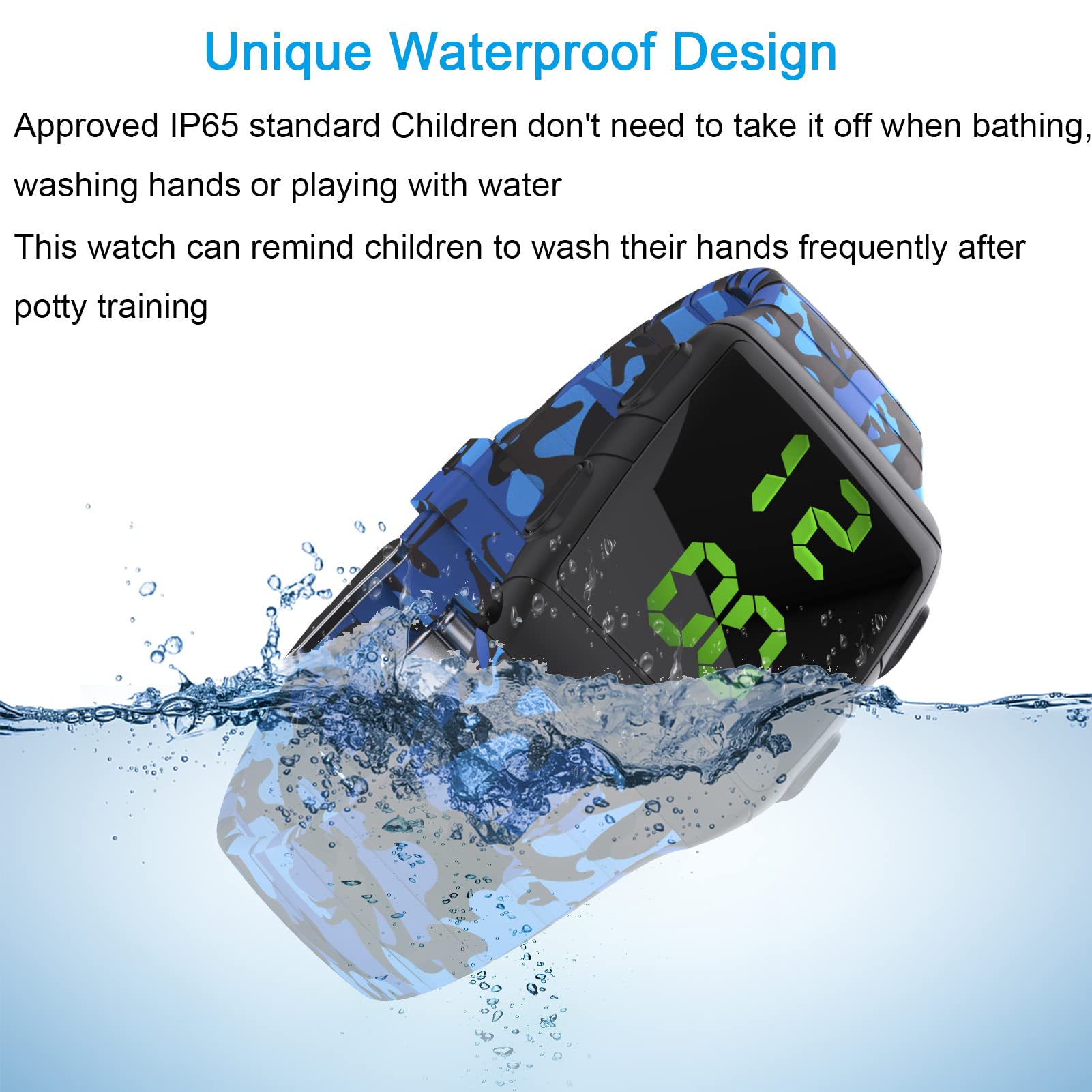 Premium Potty Training Timer Watch, with Countdown Timer - Water Resistant, Rechargeable, Easy to Wear and Set-Up, Smart Sensor, for Babies, Toddlers and Kids Potty and Toilet Training Watch (Blue)