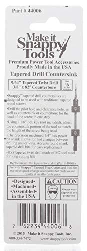 Snappy Tools 9/64 Inch Tapered Drill Countersink for #6 Screw (Replaces Part # 44009) #44006