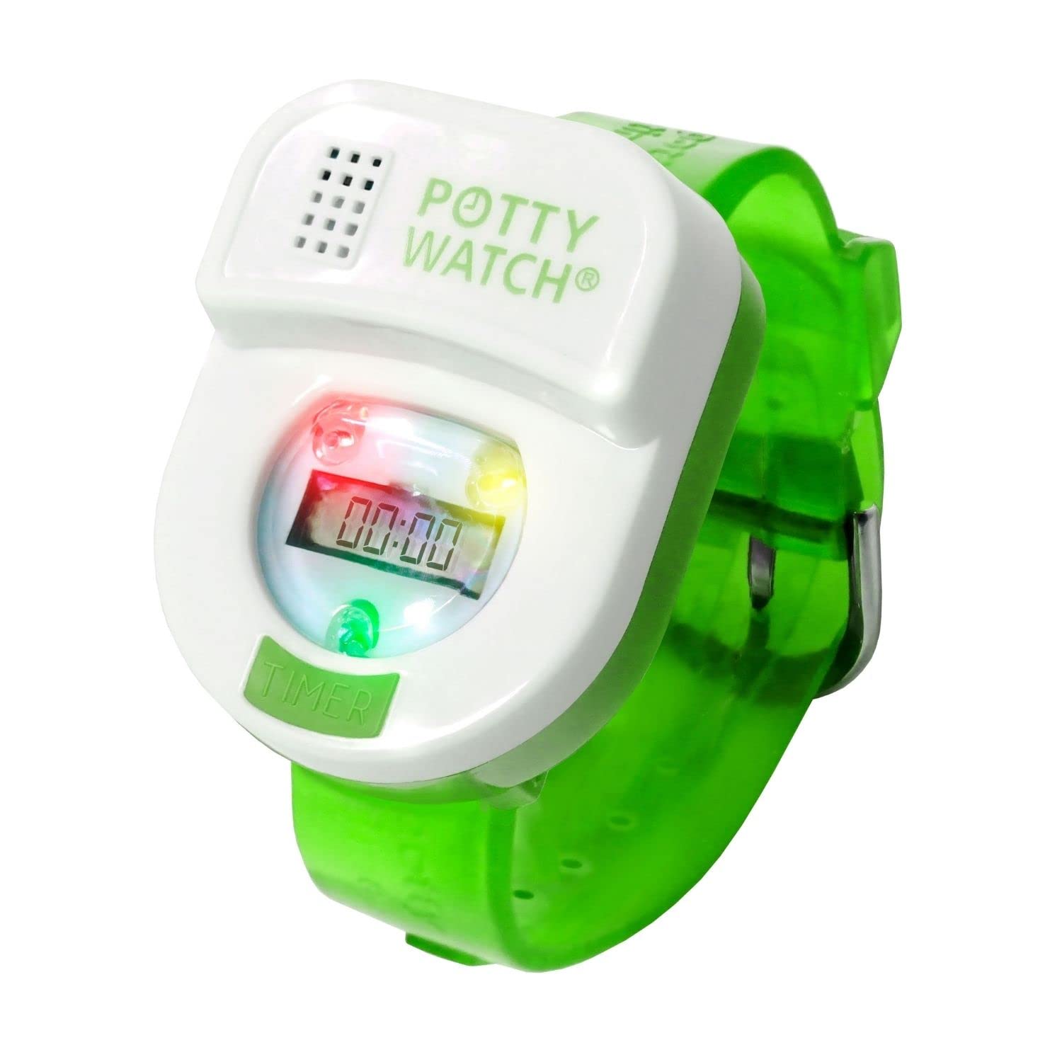 Potty Time: Purple Watch & Sticker Set | Water Resistant, Toilet Training Aid, Warranty Included. (Automatic Timers Plays Music & Flashing Lights for Fun Reminders), Green + Space Sticker Chart Kit