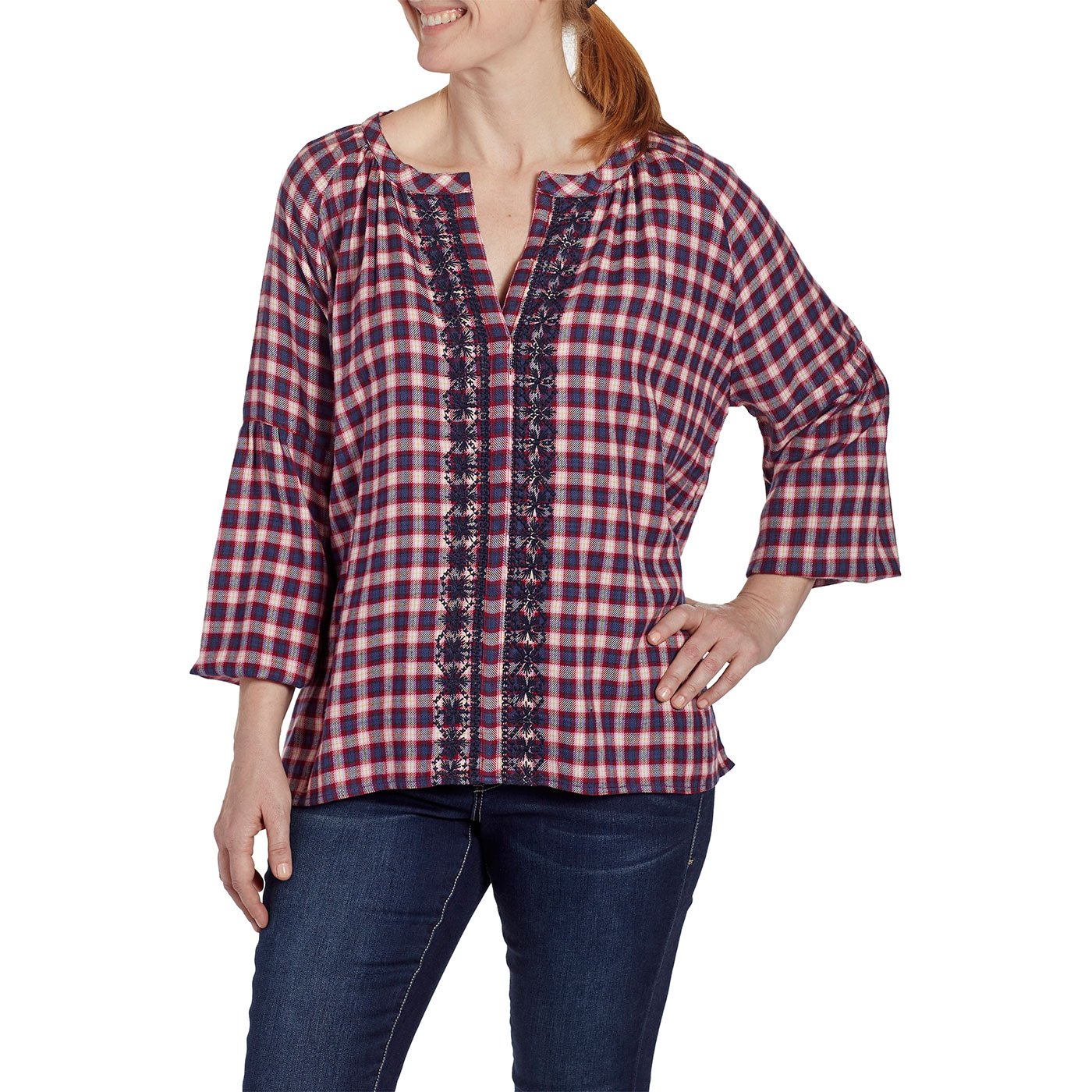 JAG Jeans Women's Casper Chambray Shirt, Mini Window Pla, Small