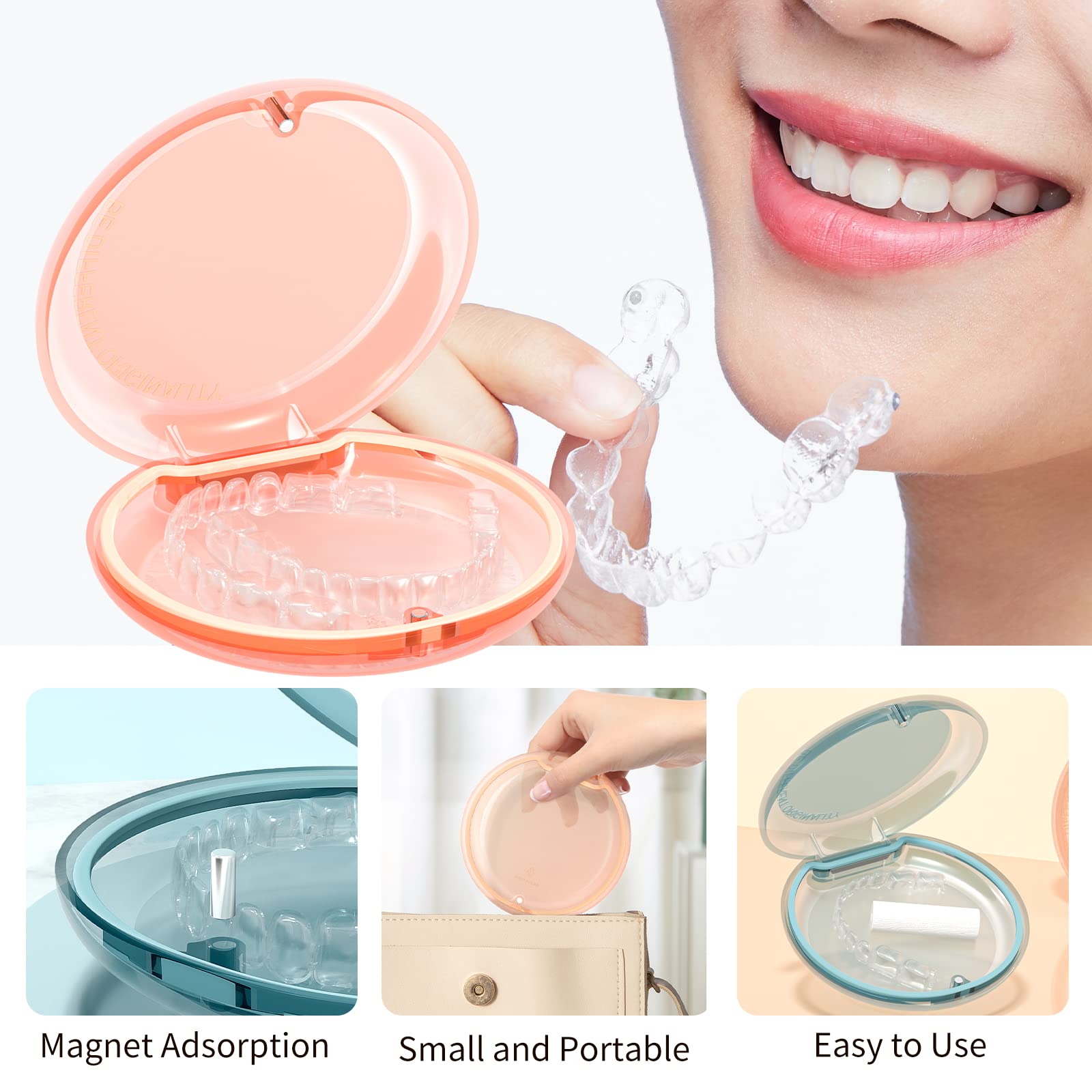 Orthodontic Retainer Case - Retainer Box Retainer Container Denture Box Orthodontic Denture Storage Boxes (Apricot)