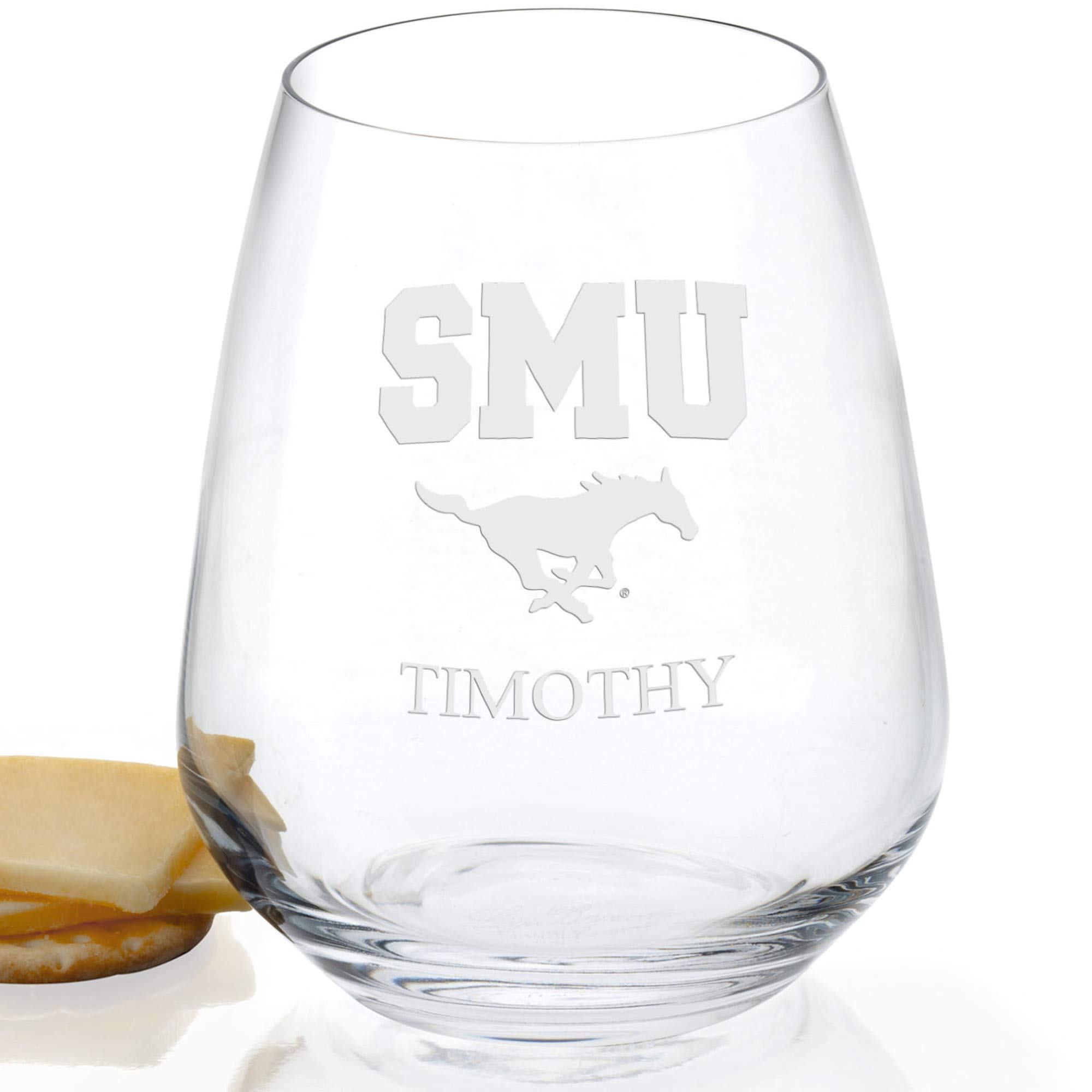 M. LA HART Southern Methodist University Stemless Wine Glasses - Set of 2
