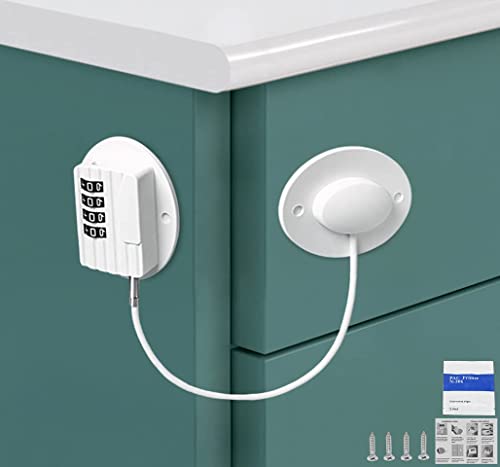 Refrigerator lock/refrigerator cabinet password lock/drawer safety lock, no key required, children's refrigerator cabinet door lock, two installation methods, more secure (White)