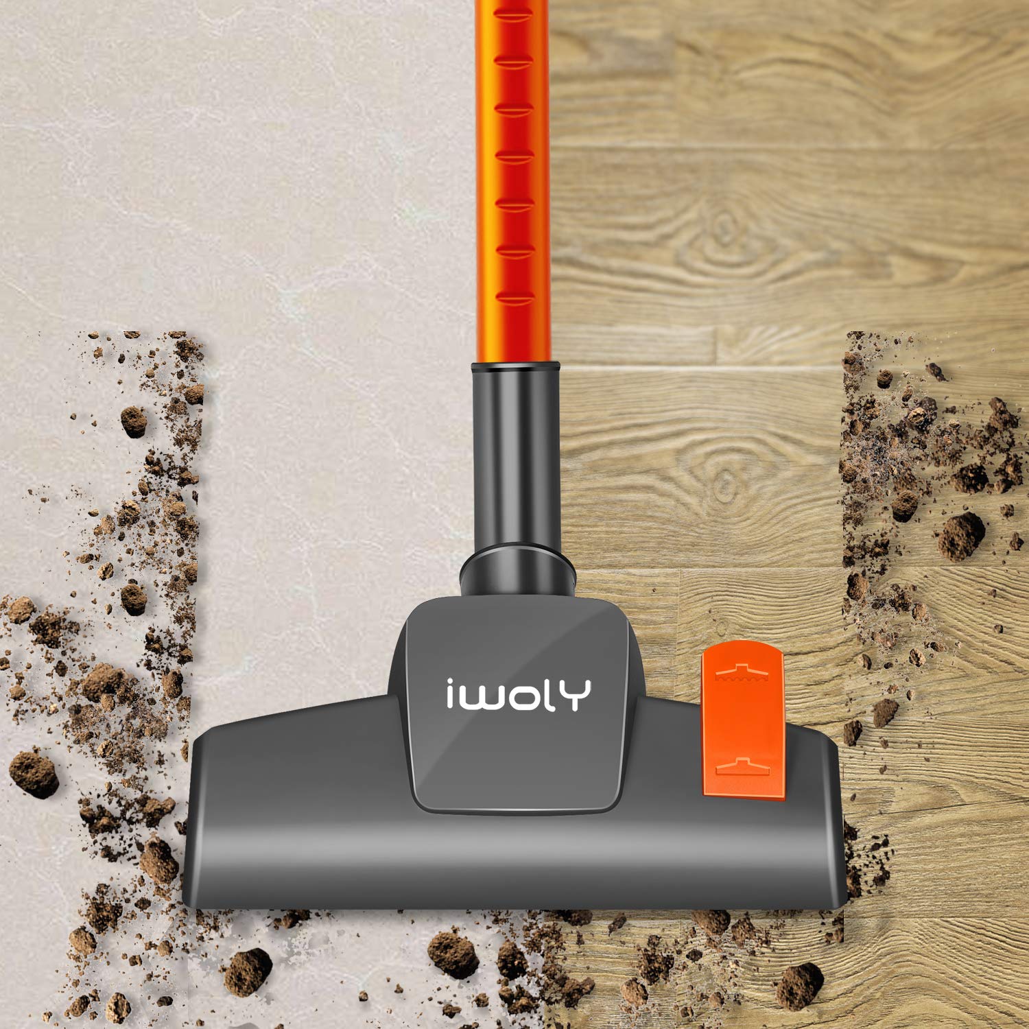 iwoly V600 Vacuum Cleaner Corded Bagless Stick and Handheld Vacuum for Hard Floor (Orange)