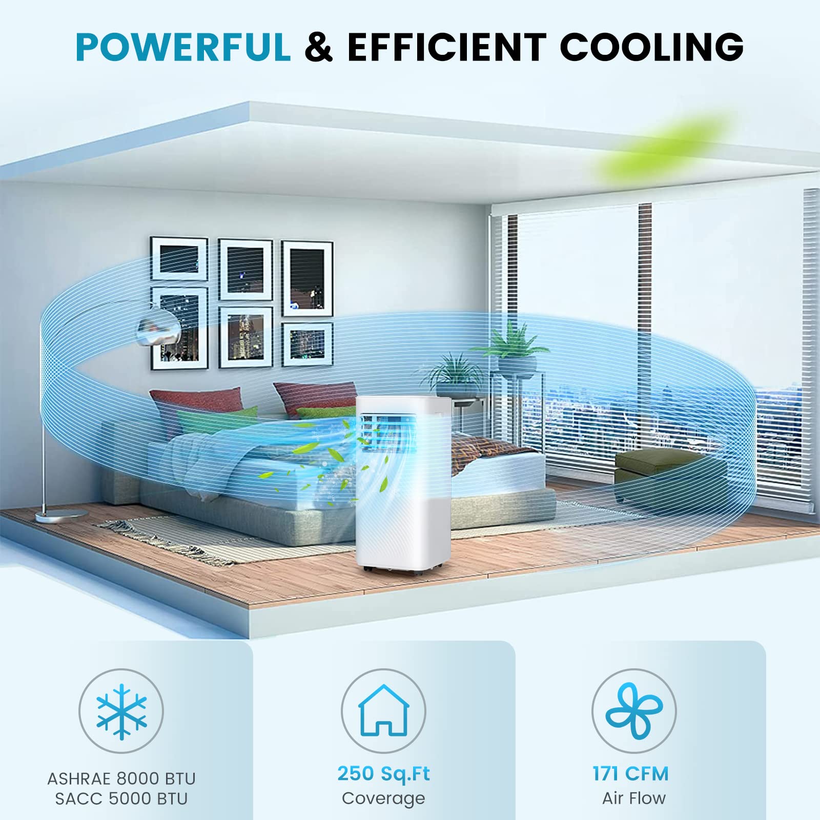 PETSITE 8000 BTU Portable Air Conditioner, 3 in 1 AC Cooling Unit with Remote Control, Dehumidifier, Sleep Mode, Window Kit, Personal AC Unit for Bedroom