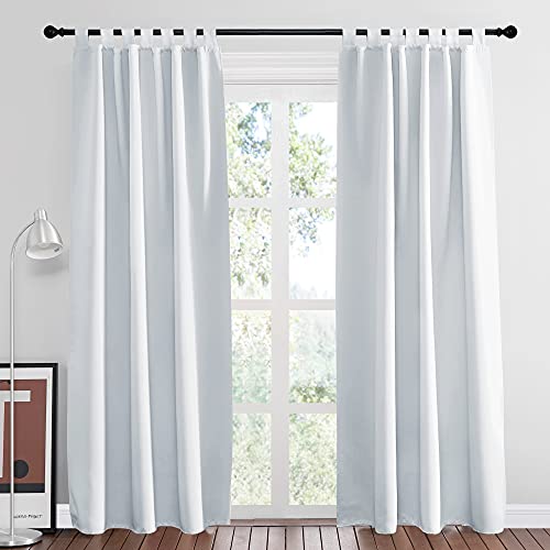 NICETOWN Indoor Curtain Waterproof with Tab Top Design, Thermal Insulated Sunlight Block Patio Curtain for Keep Warm in Winter & Keep Cool in Summer (1 Pack, W52 x L84, Greyish White)
