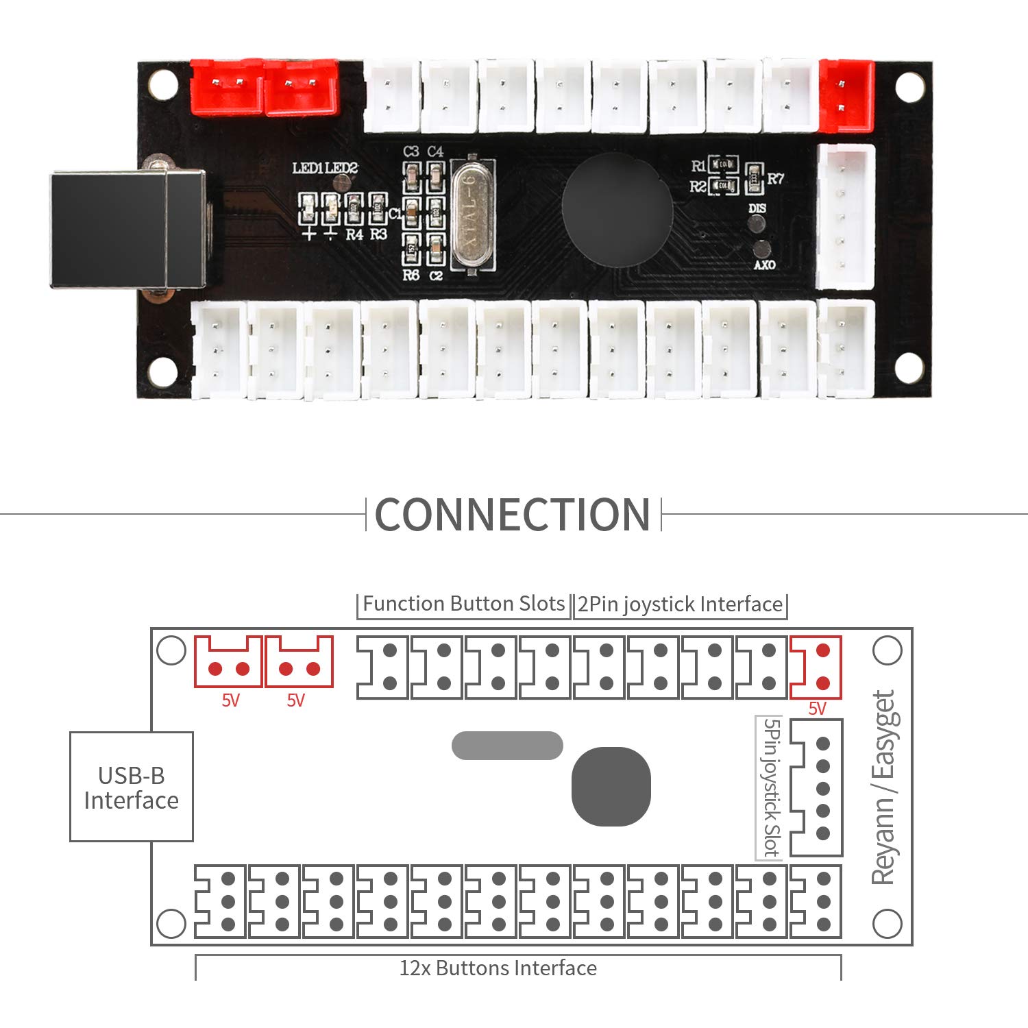 Hikig 2 Player LED Arcade Games DIY Parts Kit 2X USB Encoders + 2X Arcade Joysticks + 20x LED Arcade Buttons for Raspberry Pi and Windows