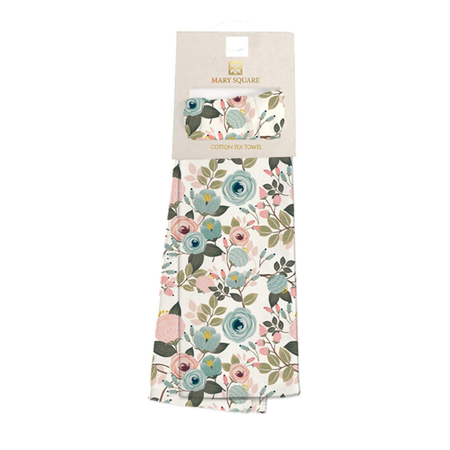Mary Square Set of Two Coordinating Kitchen Tea Towels I Don't Know What Tomorrow Holds, But I Know Who Holds Tomorrow Peach Floral Design Set for Home